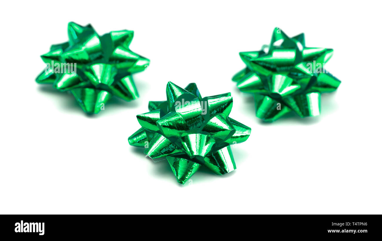 Three Gift Bows in a Row on a White Background Stock Photo - Alamy