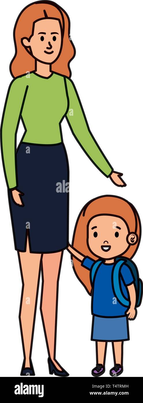 young mother with little daughter Stock Vector Image & Art - Alamy
