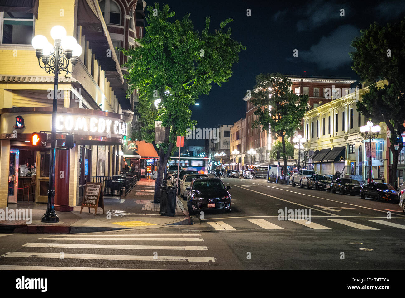 Nightlife at historic Gaslamp Quarter San Diego - CALIFORNIA, USA ...