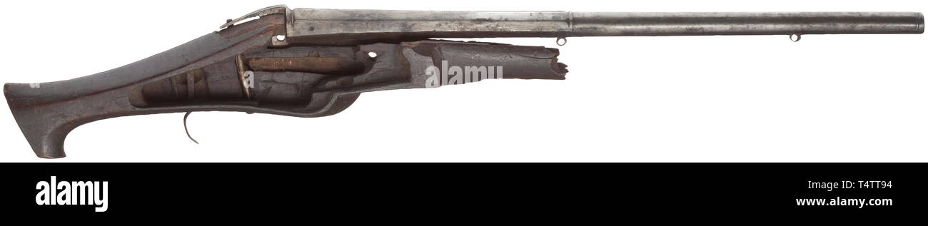 A fragment of a wheellock pistol, circa 1550. Two-stage barrel with ...