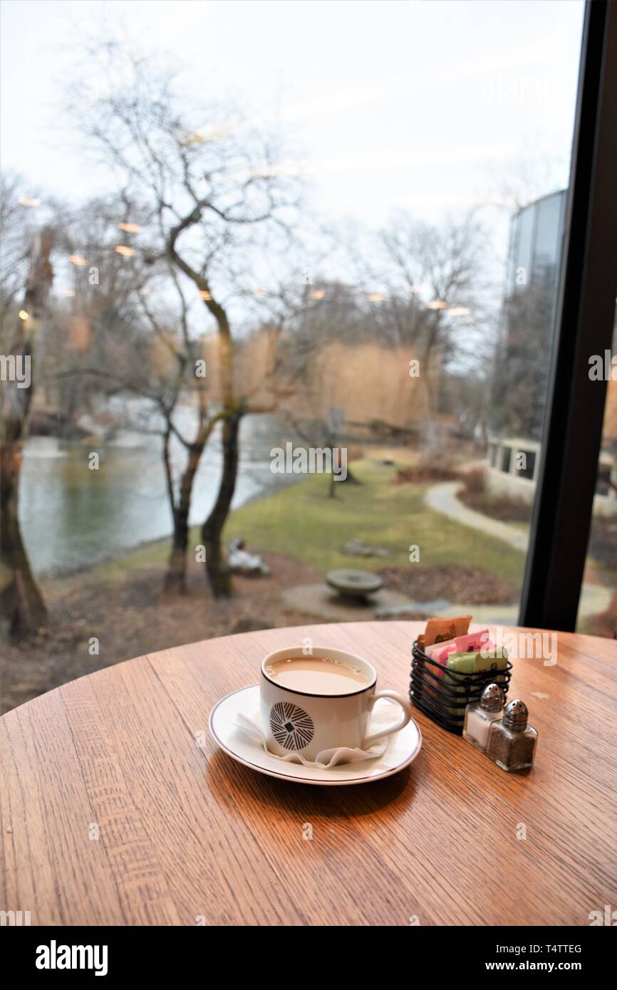 coffee shop in museum on river Stock Photo - Alamy