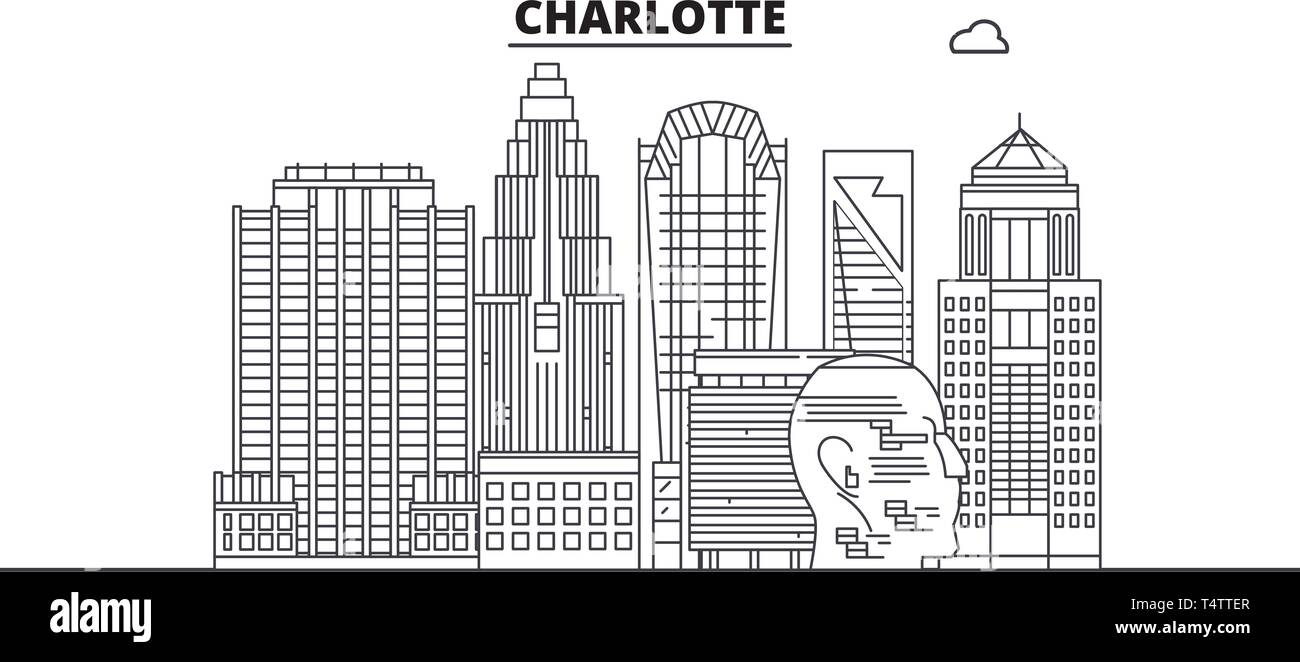 Charlotte , United States, outline travel skyline vector illustration ...