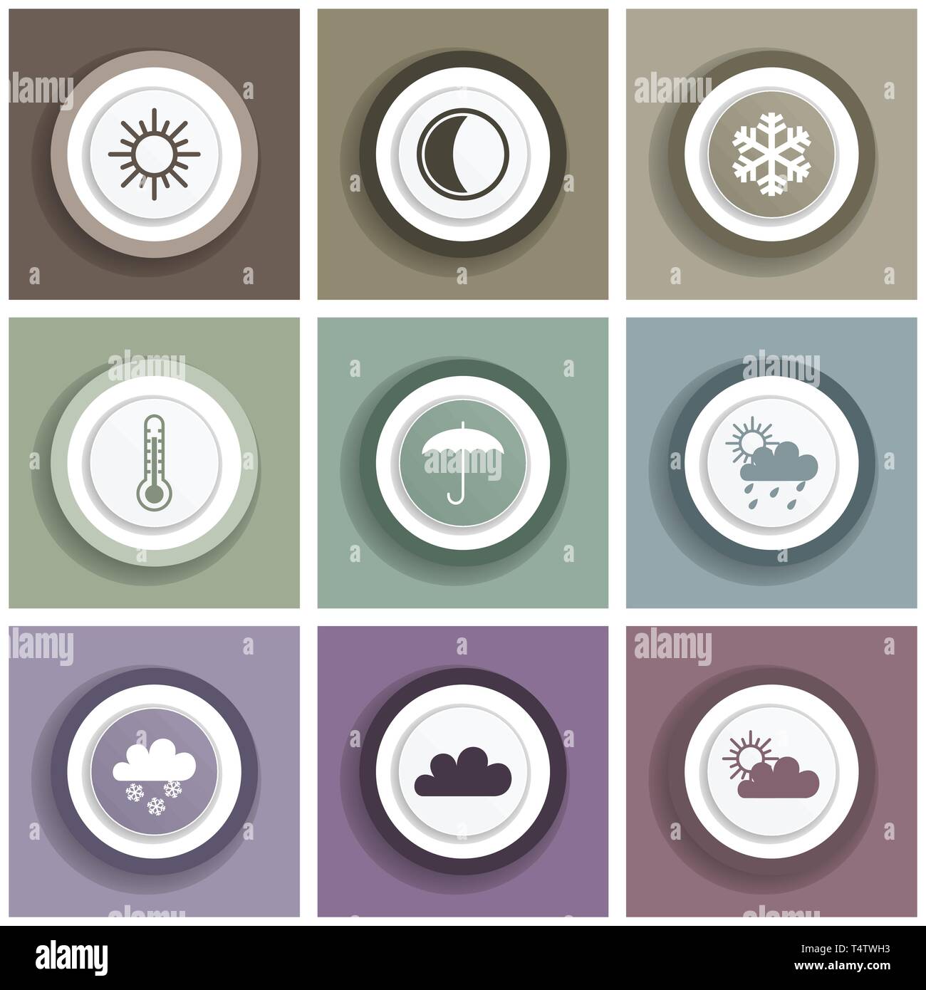 Flat design icon set, internet vector illustrations, weather forecast ...