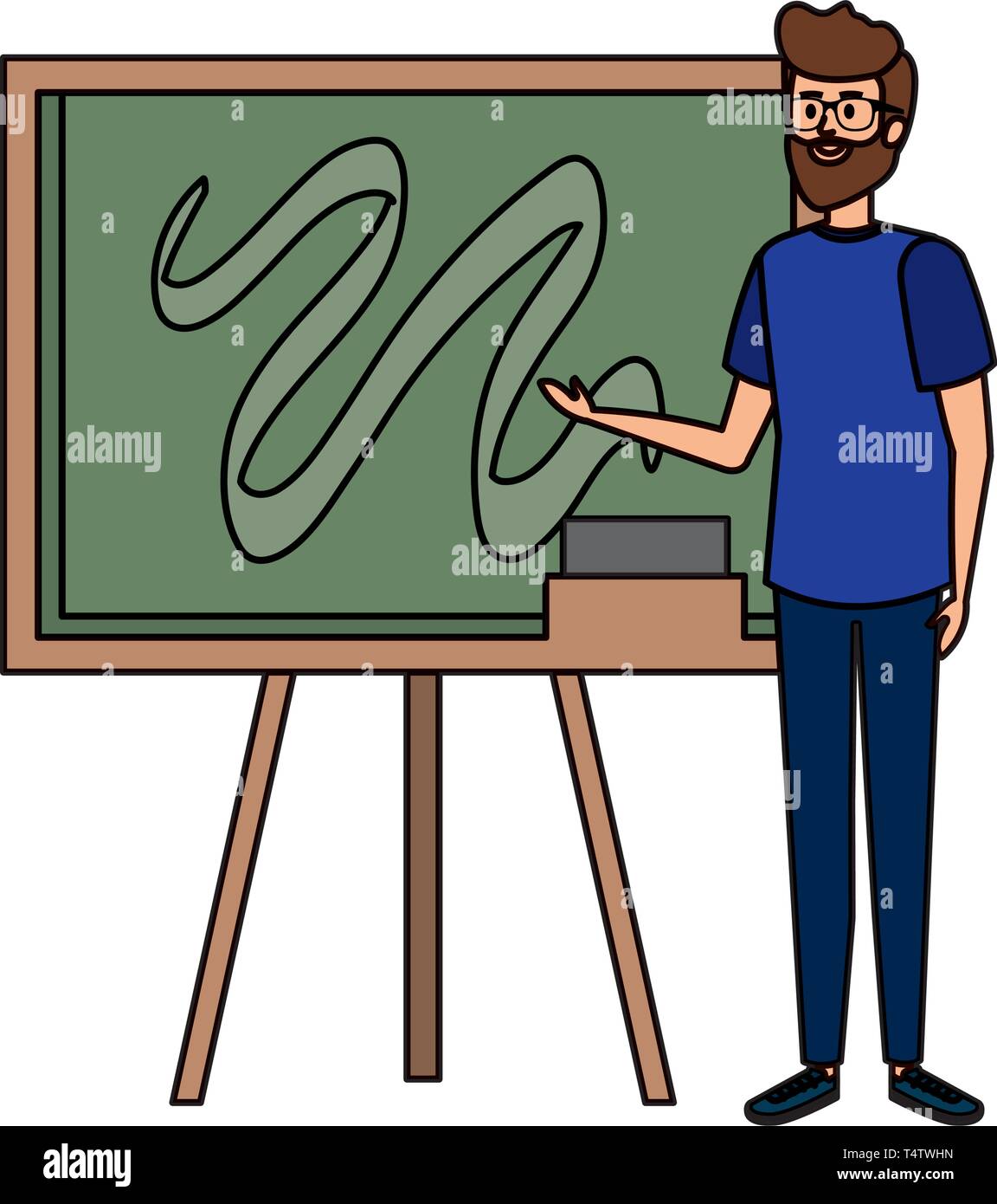 young teacher male with chalkboard character Stock Vector Image & Art ...