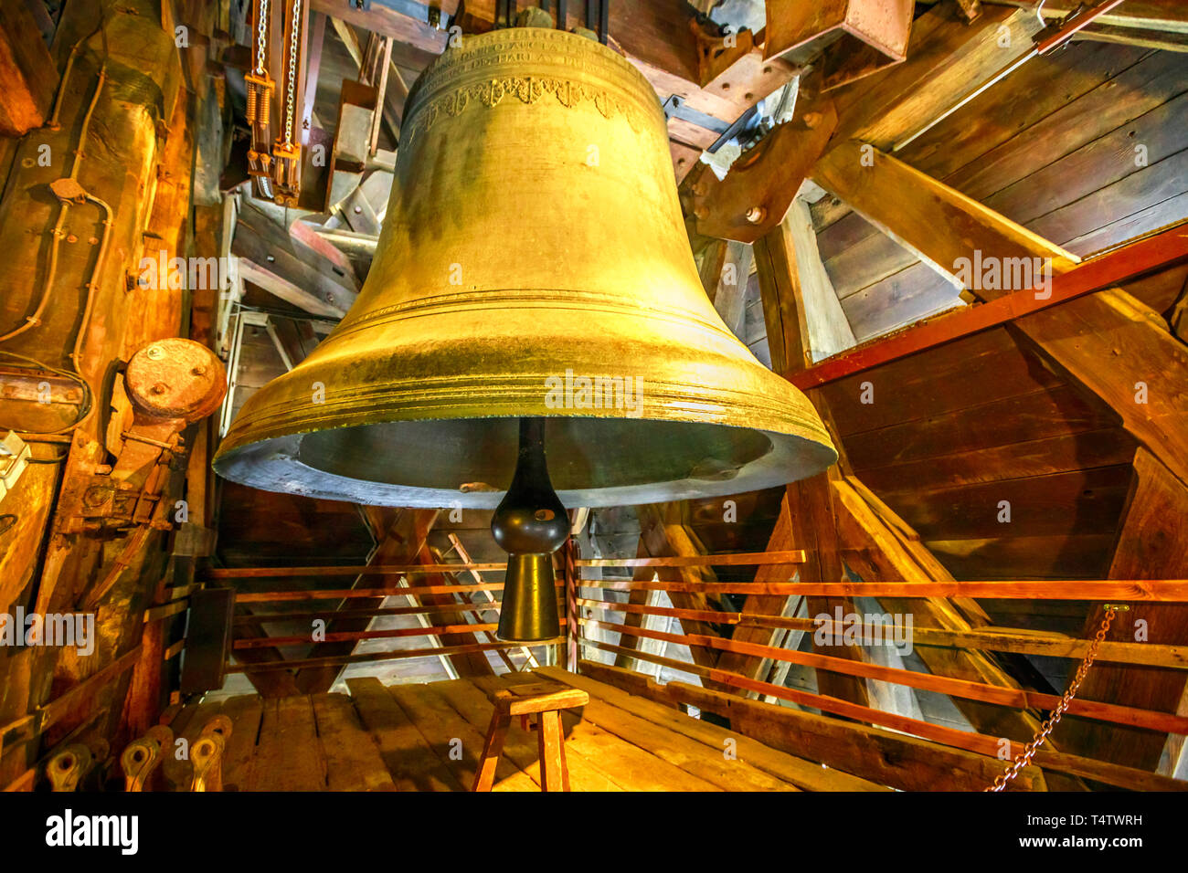 Paris, France - July 2, 2017: bell tower of Notre Dame cathedral of ...
