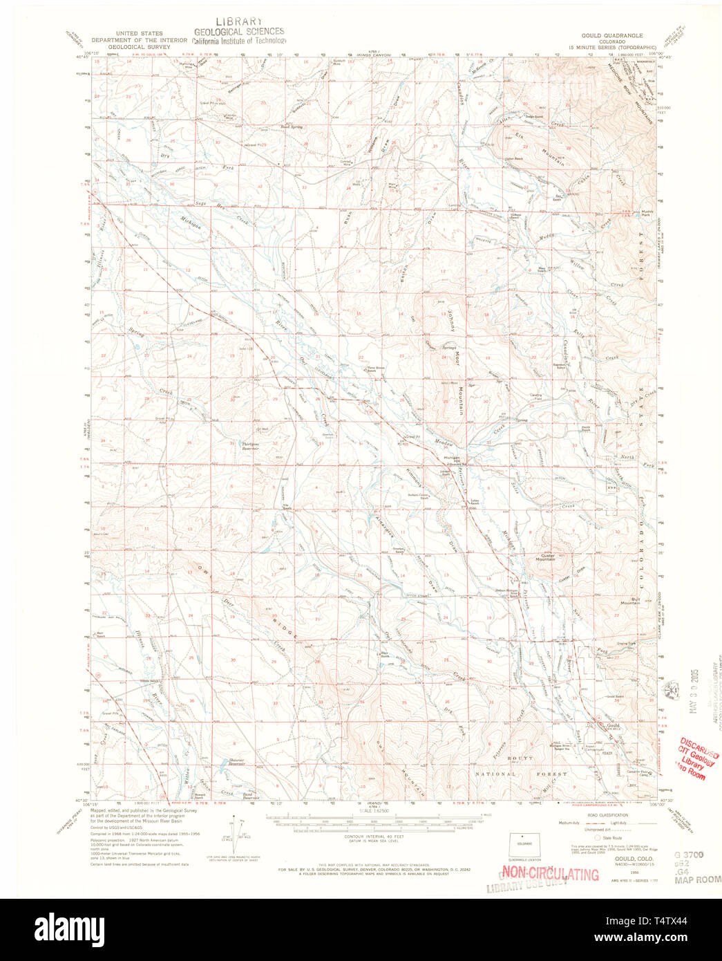 USGS TOPO Map Colorado CO Gould 402815 1956 62500 Restoration Stock ...