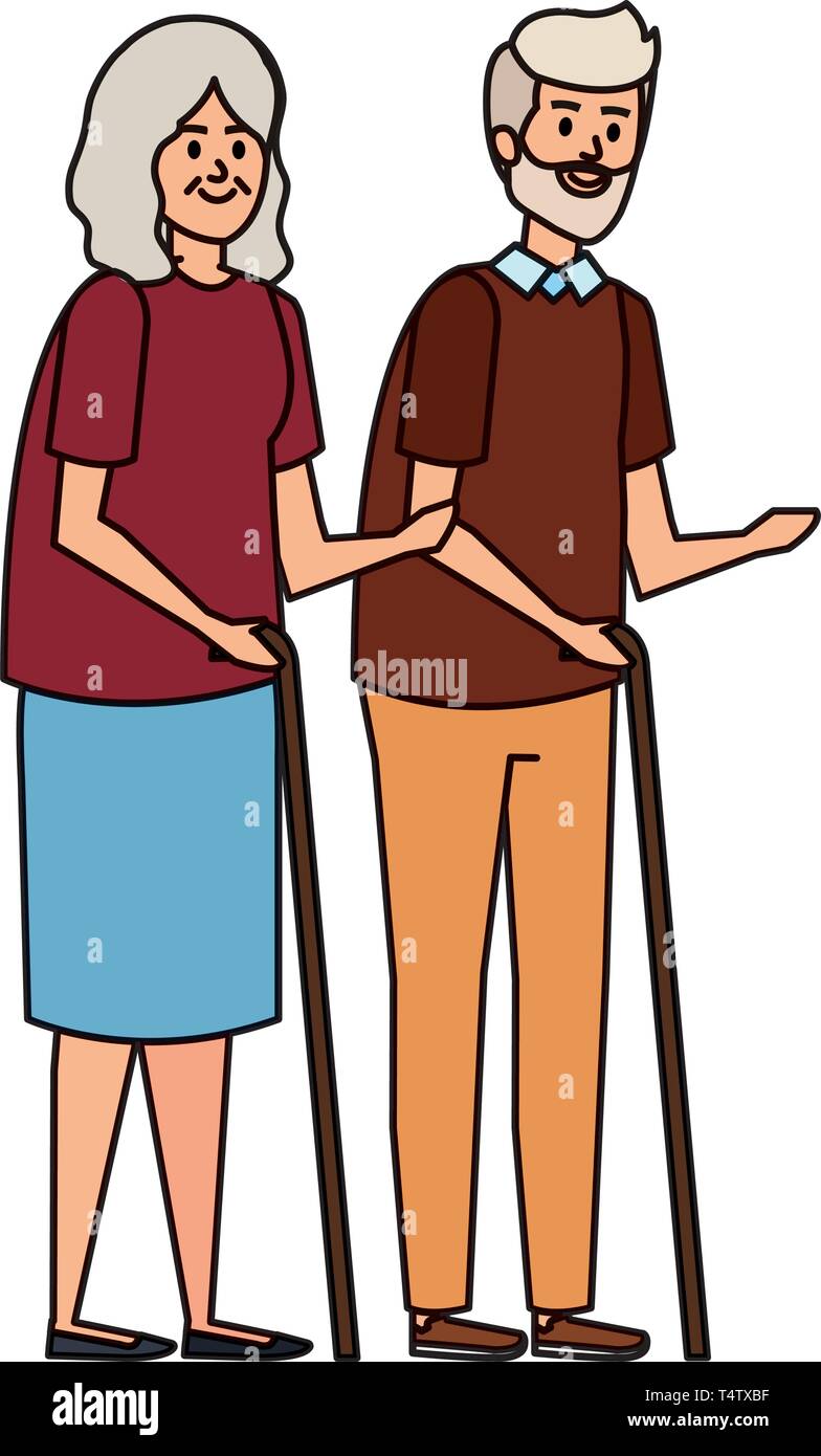 old couple with canes characters Stock Vector Image & Art - Alamy