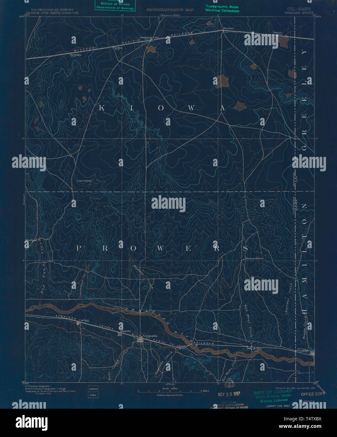 USGS TOPO Map Colorado CO Granada 402947 1894 125000 Inverted ...