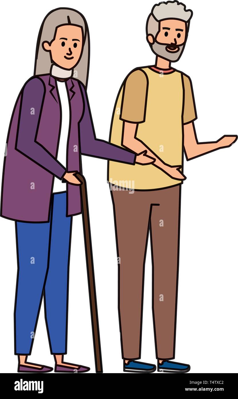 old couple with canes characters Stock Vector Image & Art - Alamy
