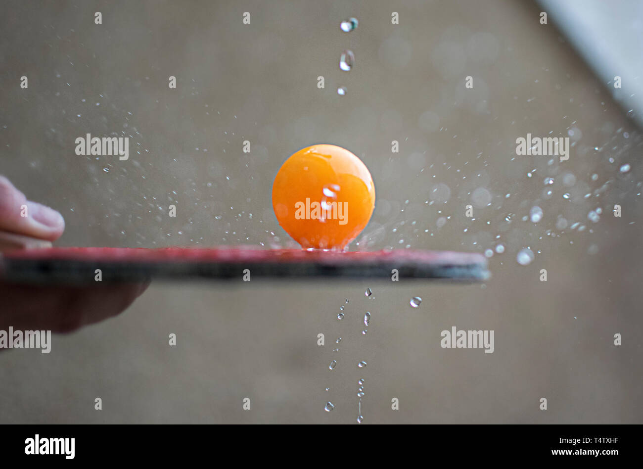 Tennis ball hitting racket close up hi-res stock photography and images ...