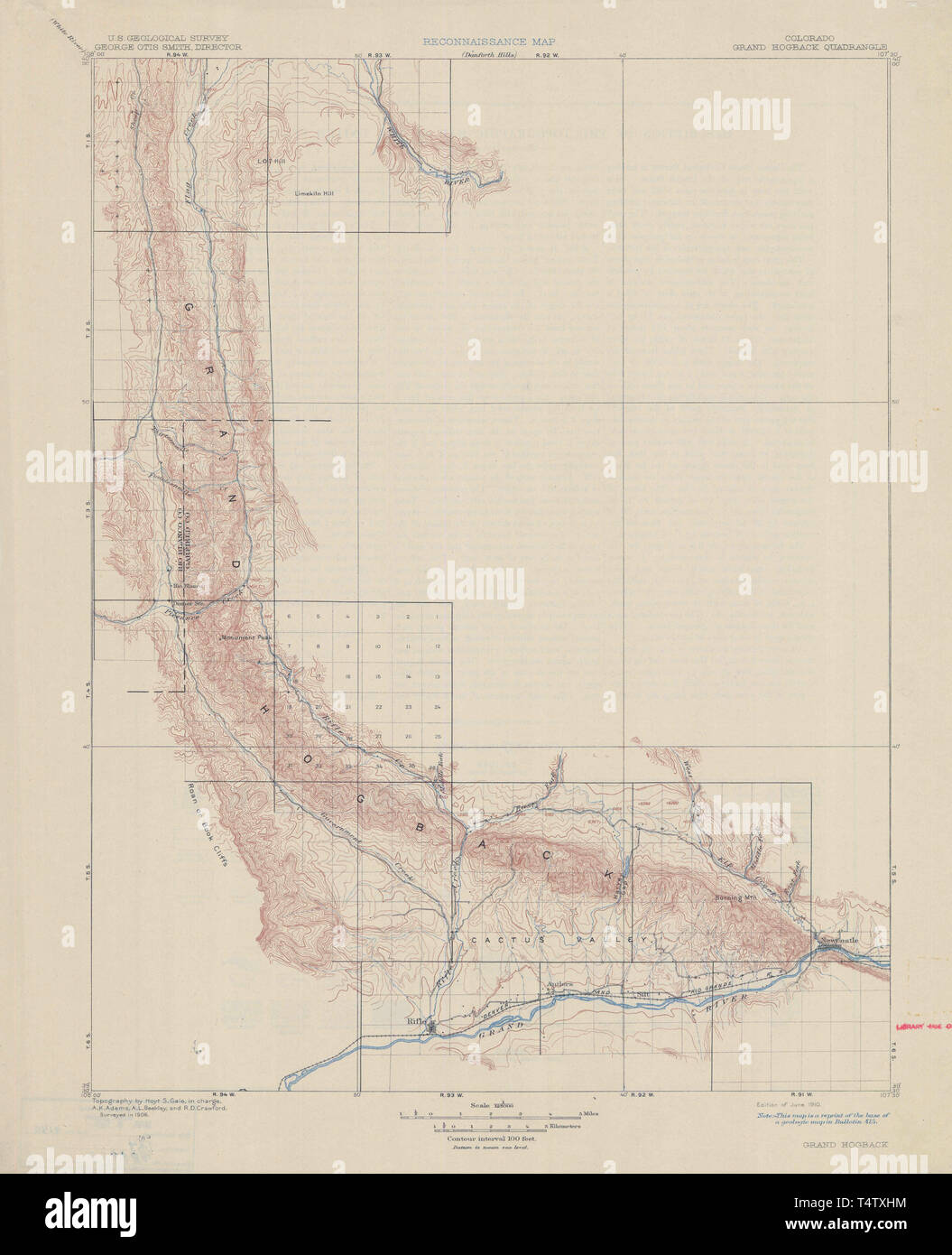 USGS TOPO Map Colorado CO Grand Hogback 402953 1910 125000 Restoration ...
