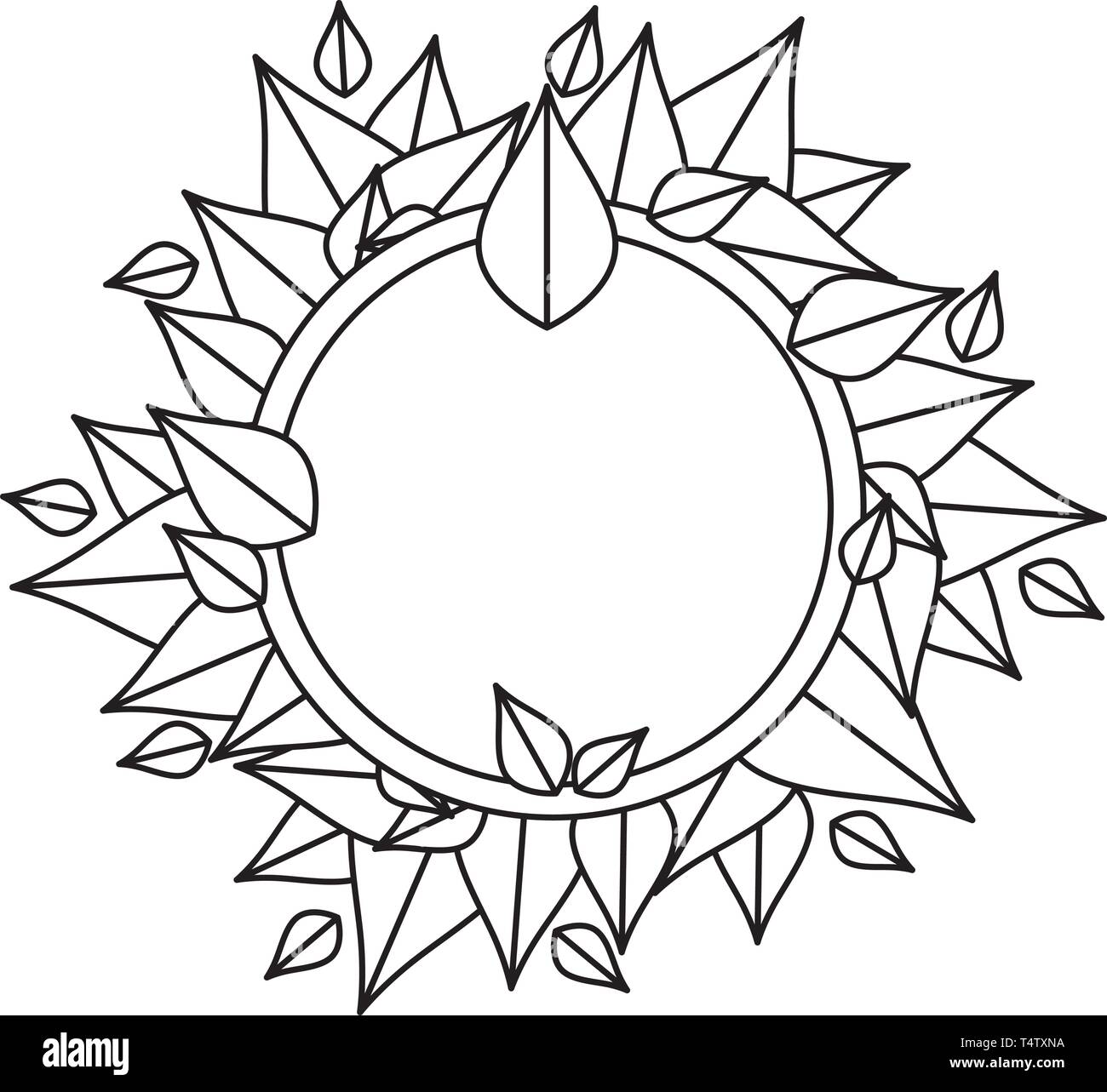 Circular floral foliage botanical Black and White Stock Photos & Images ...