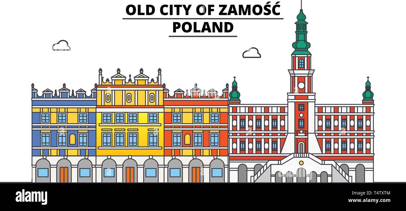 Poland , Zamosc , travel skyline vector illustration Stock Vector Image ...