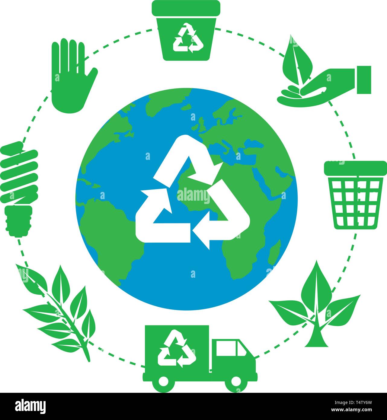 earth planet with recycle arrows and ecology icons Stock Vector Image ...