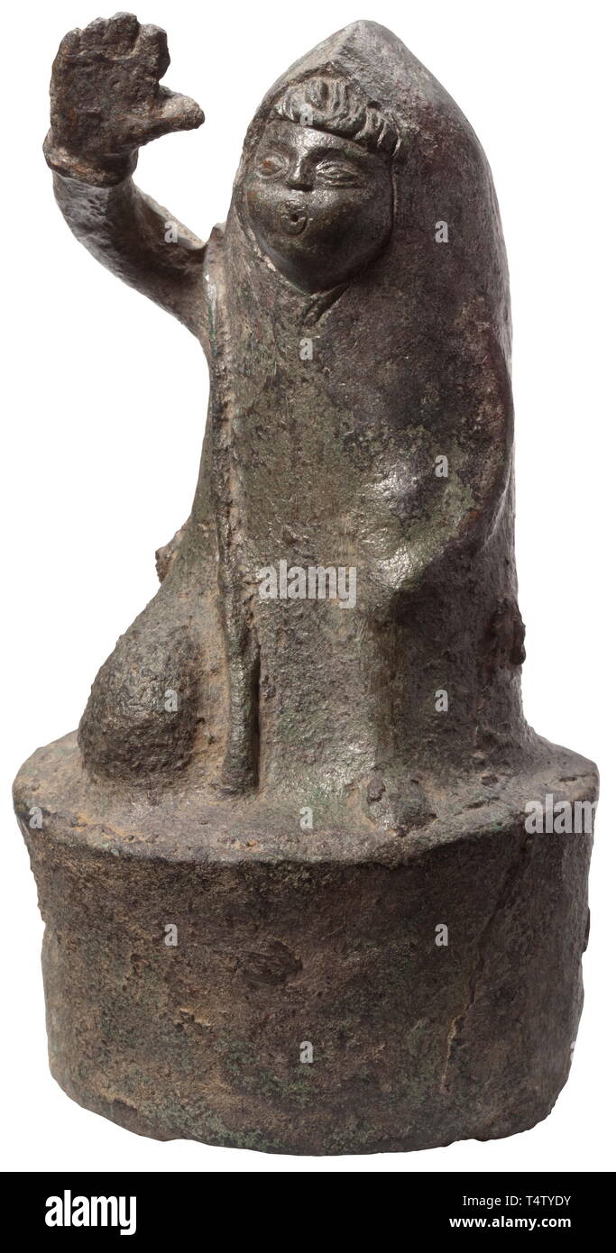A Roman lock housing, 2nd/3rd century AD. Bronze with dark green patina ...