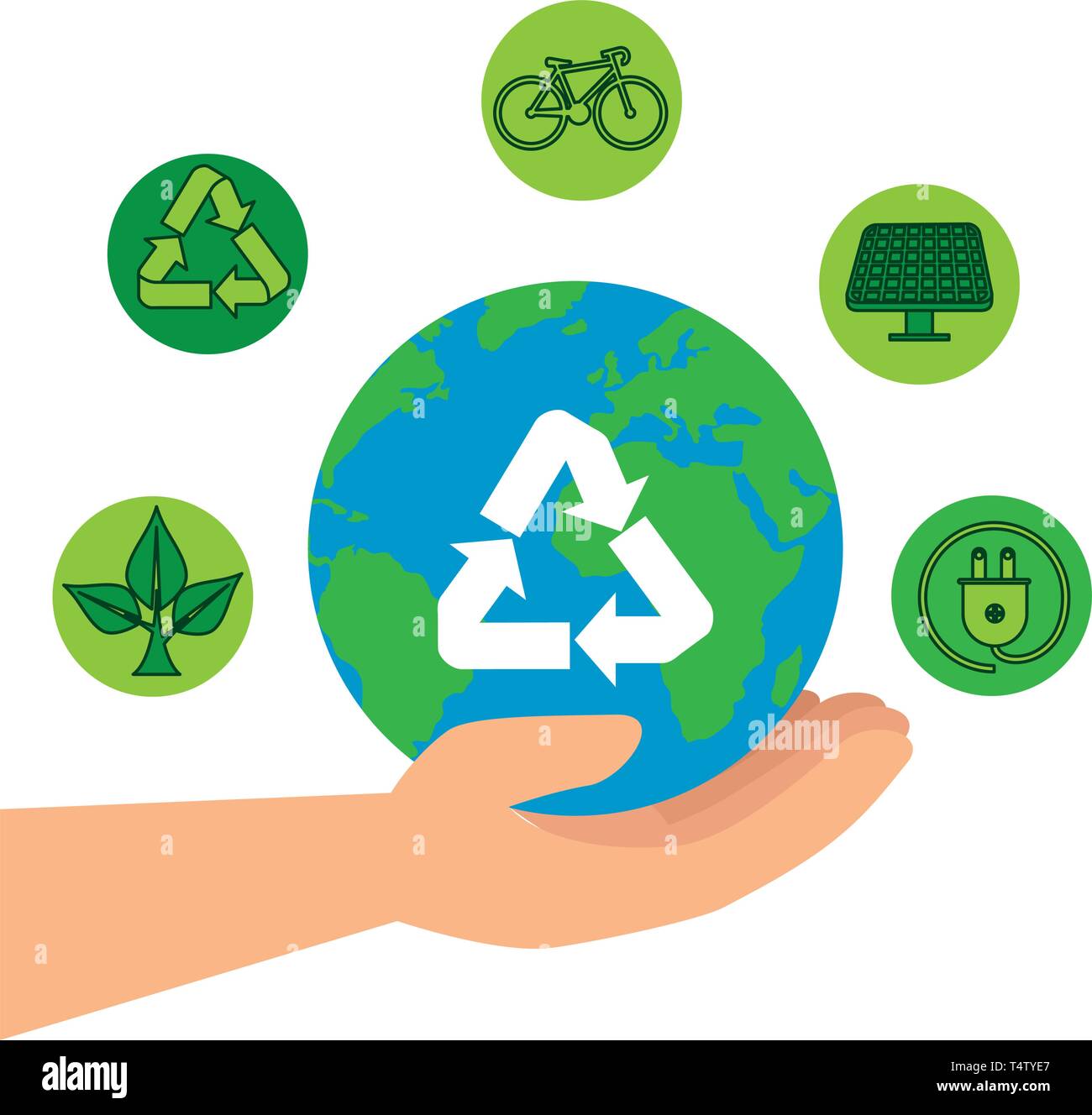 hand lifting earth planet with recycle arrows Stock Vector Image & Art ...