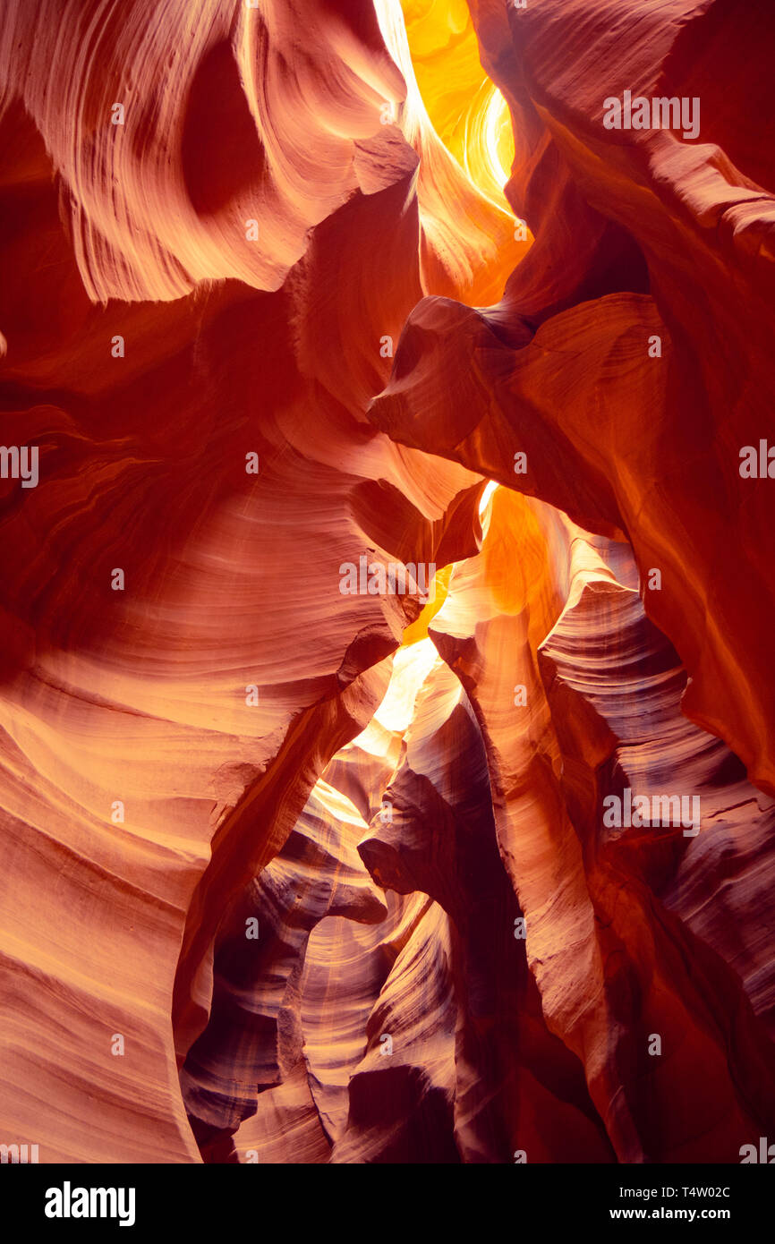 Amazing sandstone structures in the Upper Antelope Canyon Stock Photo ...
