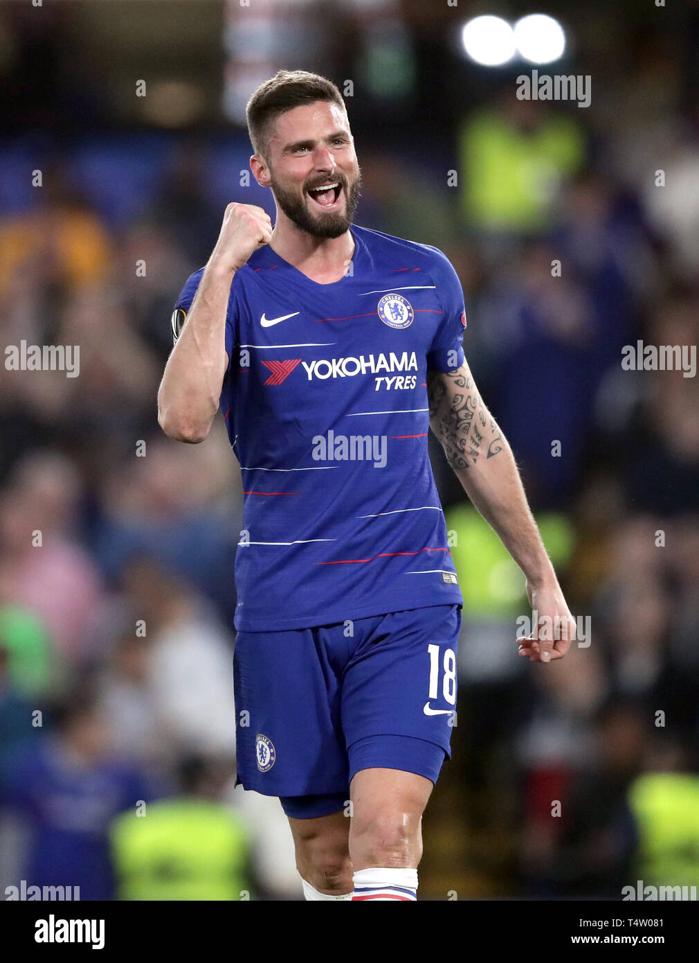 Chelsea's Olivier Giroud celebrates scoring his side's third goal of ...