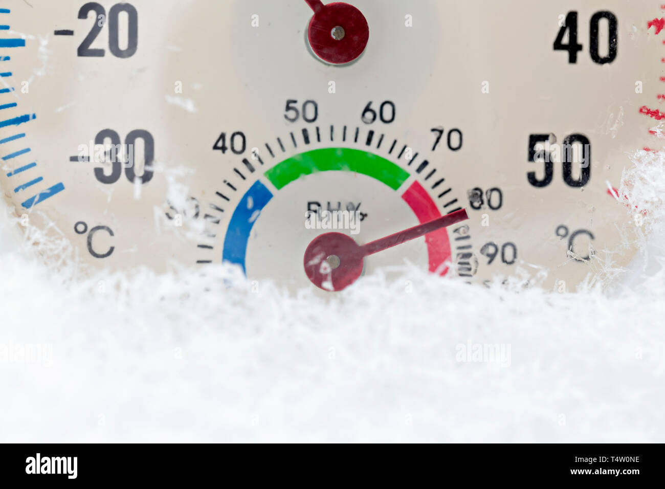 Analog hygrometer on snow to measure relative humidity (air vapour ...