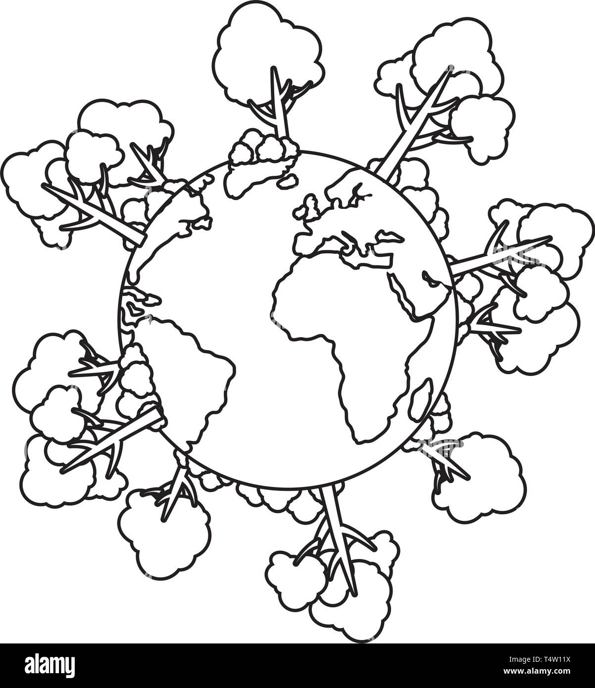 world planet earth with trees plants Stock Vector Image & Art - Alamy