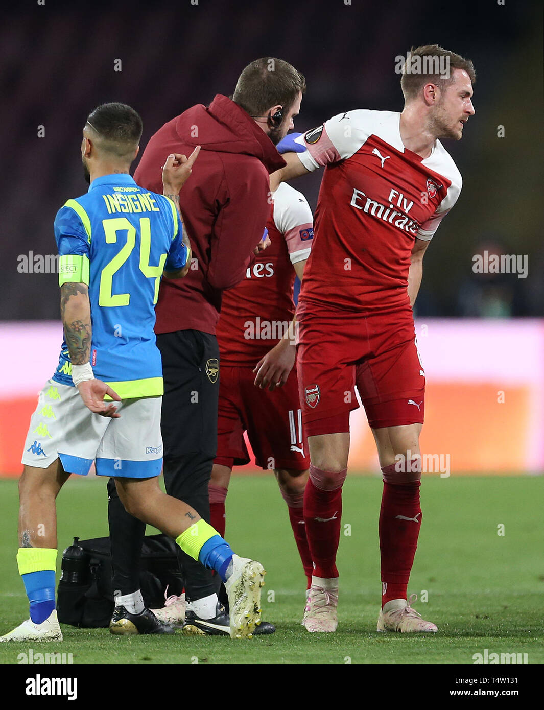 Arsenal's Aaron Ramsey after picking up an injury during the UEFA ...