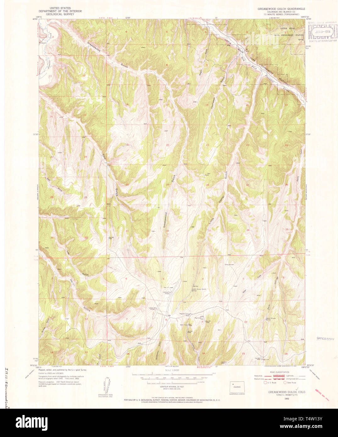 USGS TOPO Map Colorado CO Greasewood Gulch 450902 1952 24000 ...