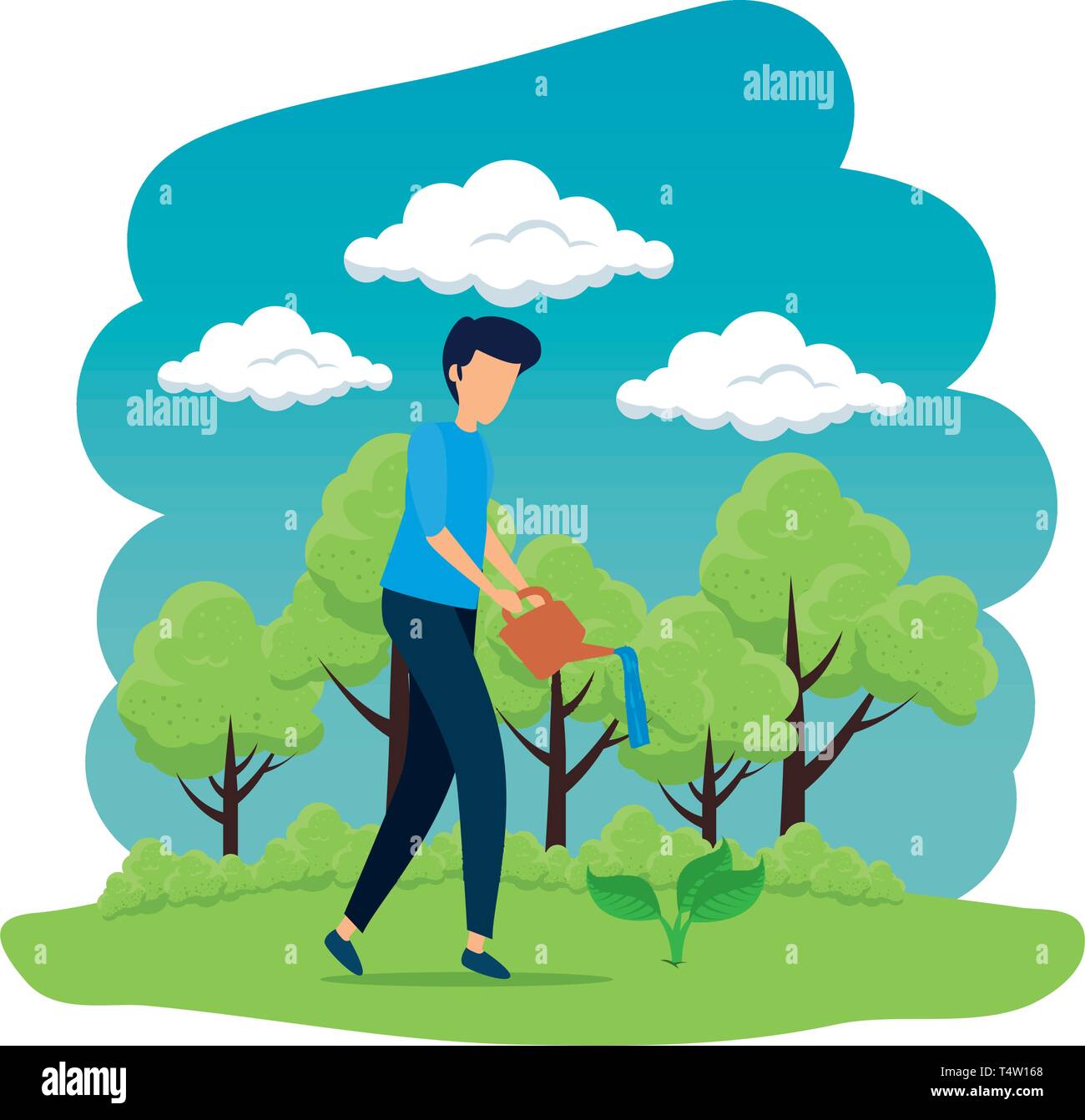 young man planting tree Stock Vector Image & Art - Alamy