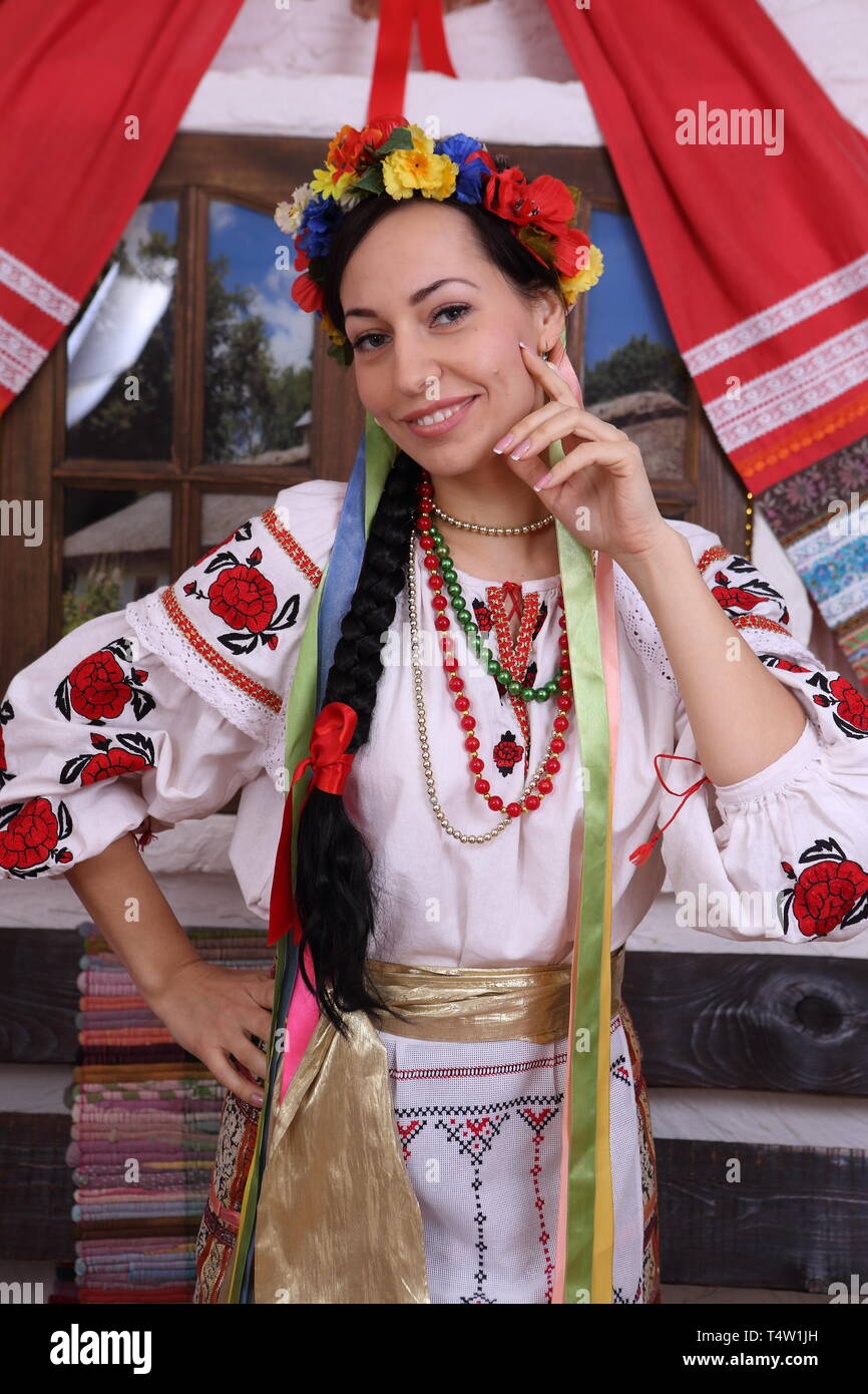 Girl in national, ukrainian clothes vintage Stock Photo - Alamy