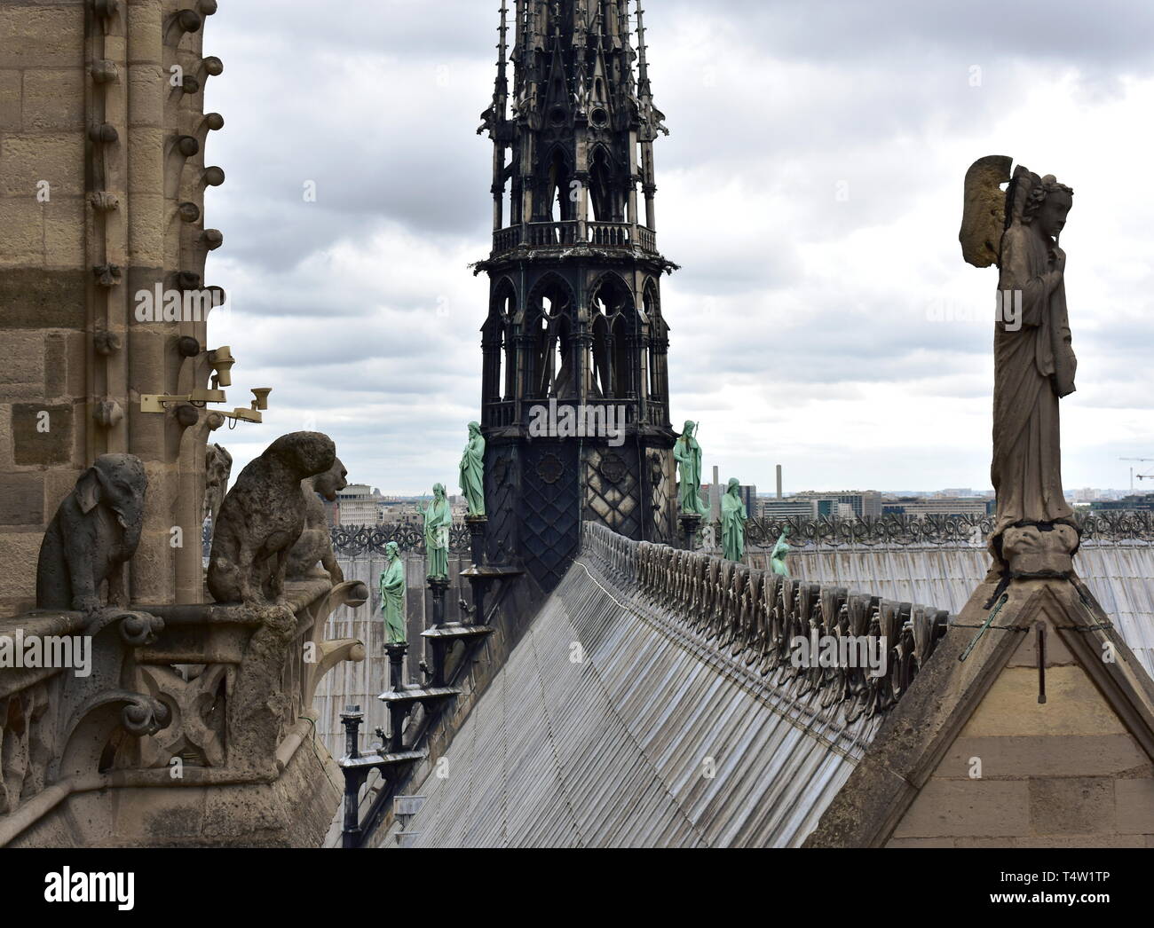 Notre Dame Spire, La Fleche, and lead clad wooden roofs before the fire ...