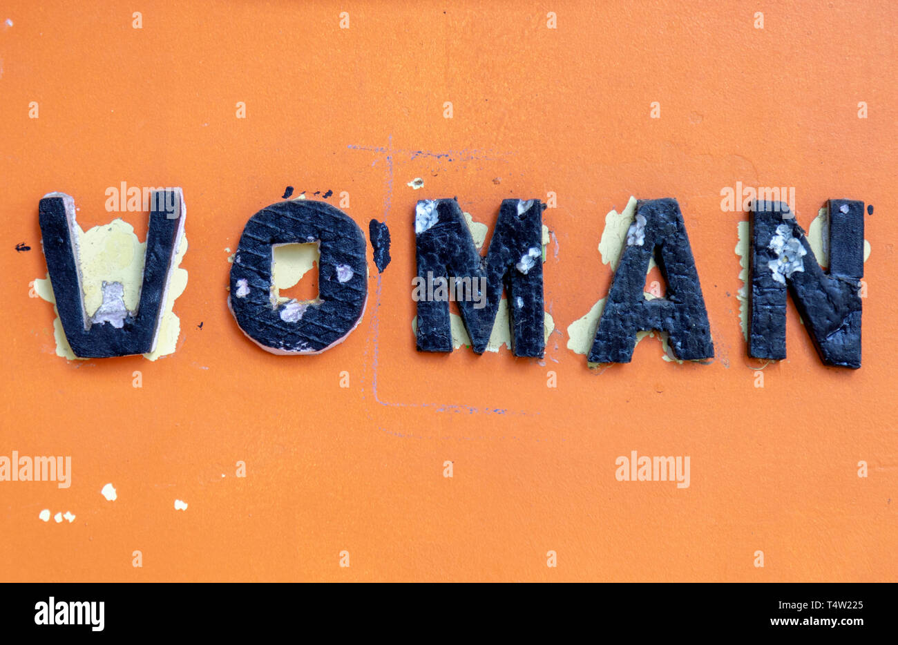 Woman WC sign for restroom. Toilet sign with word woman Stock Photo - Alamy