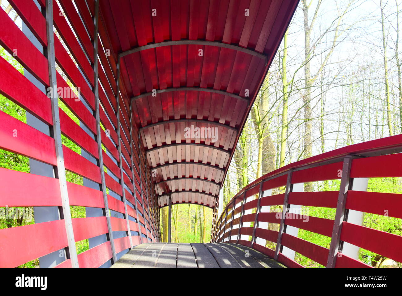 amsterdam,amstel park - pedestrian bridge over canal.spring 2019 Stock ...