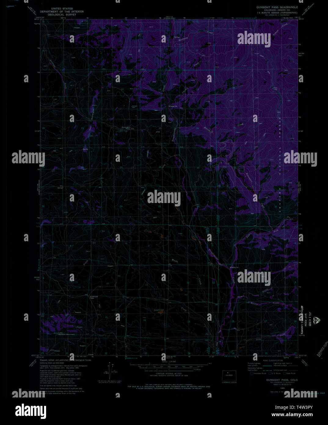 USGS TOPO Map Colorado CO Gunsight Pass 450961 1980 24000 Inverted ...