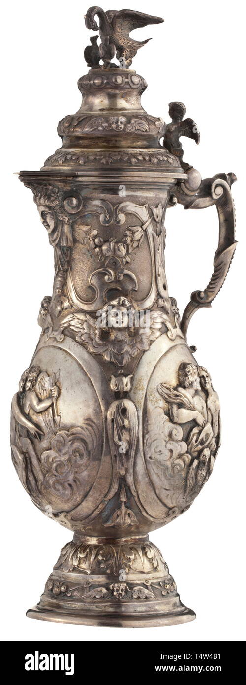 A magnificent small silver jug, German or French, 19th century Baluster ...