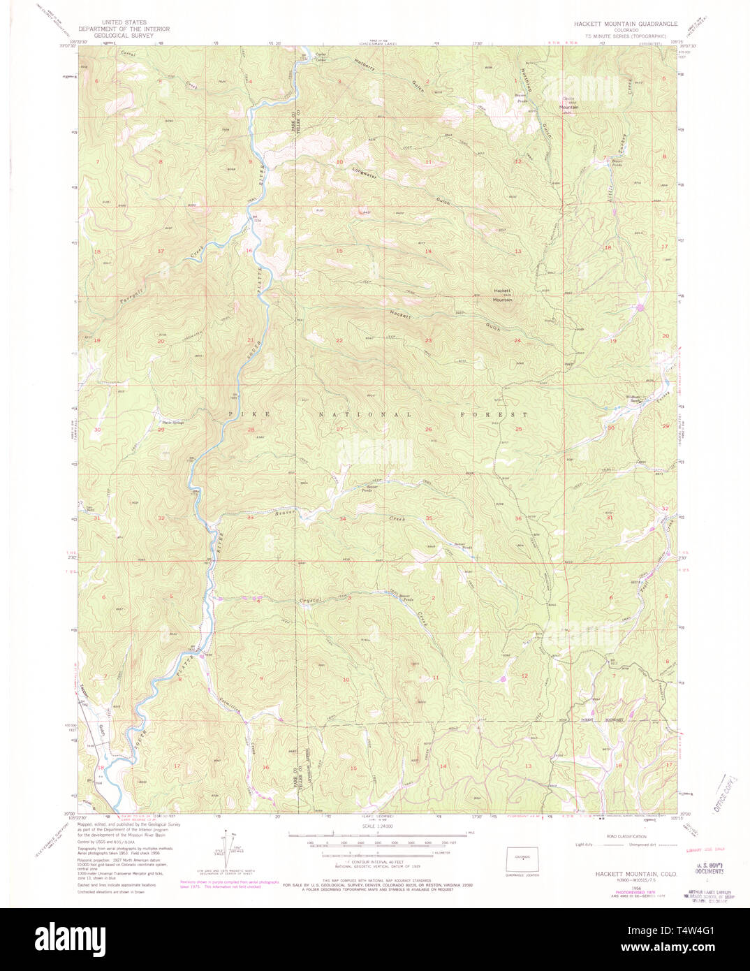 USGS TOPO Map Colorado CO Hackett Mountain 450976 1956 24000 ...
