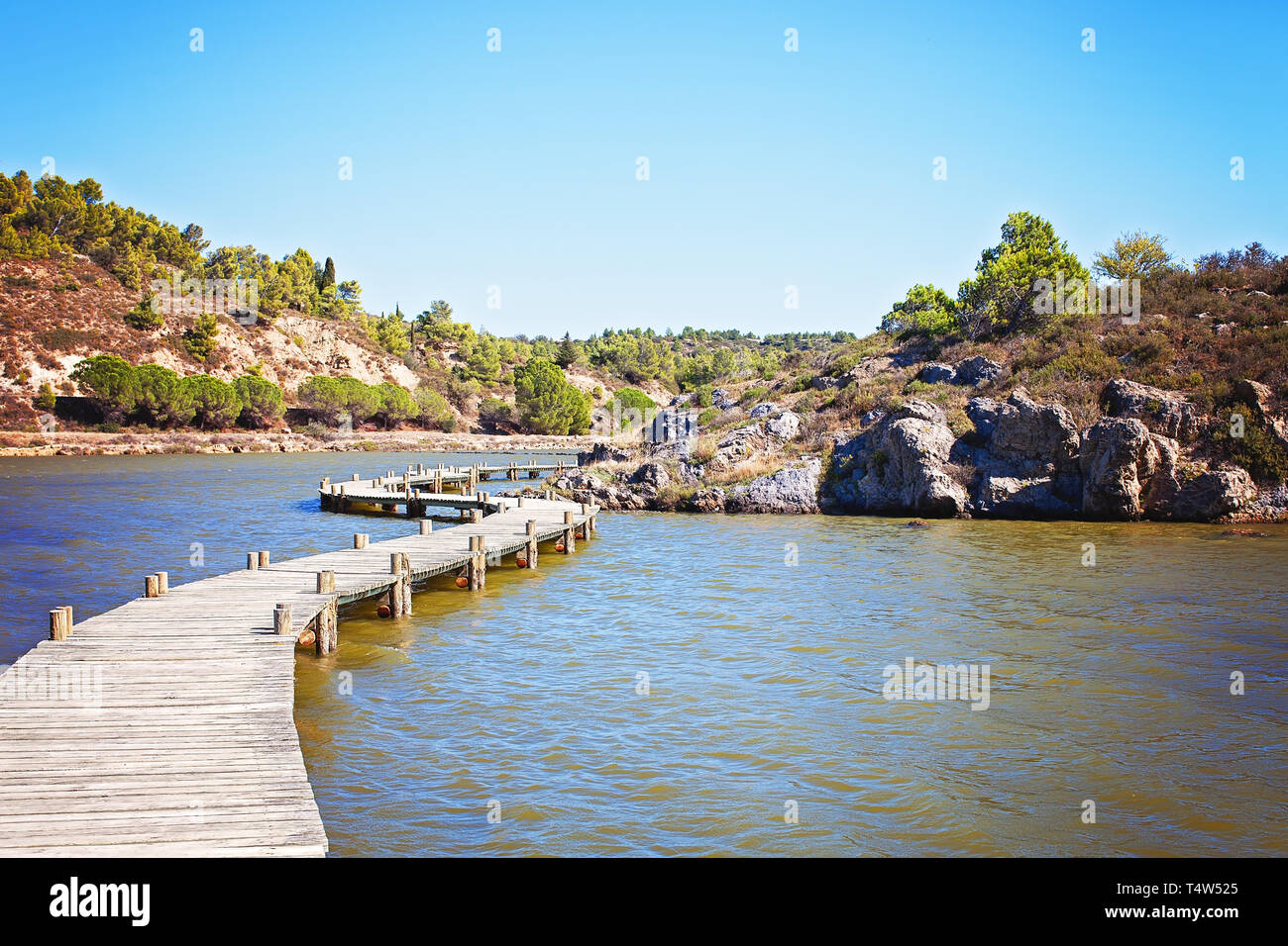 Meandering boardwalk through the lake Stock Photo - Alamy