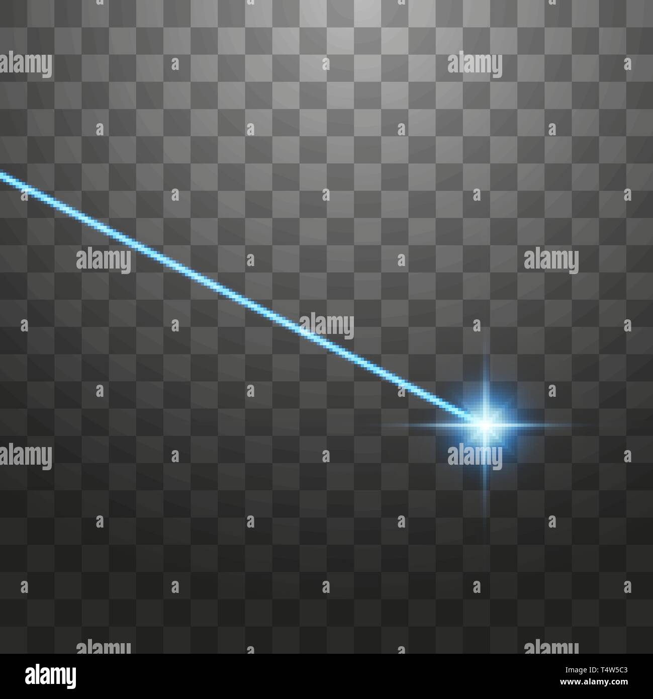 Abstract blue laser beam. Isolated on transparent black background ...