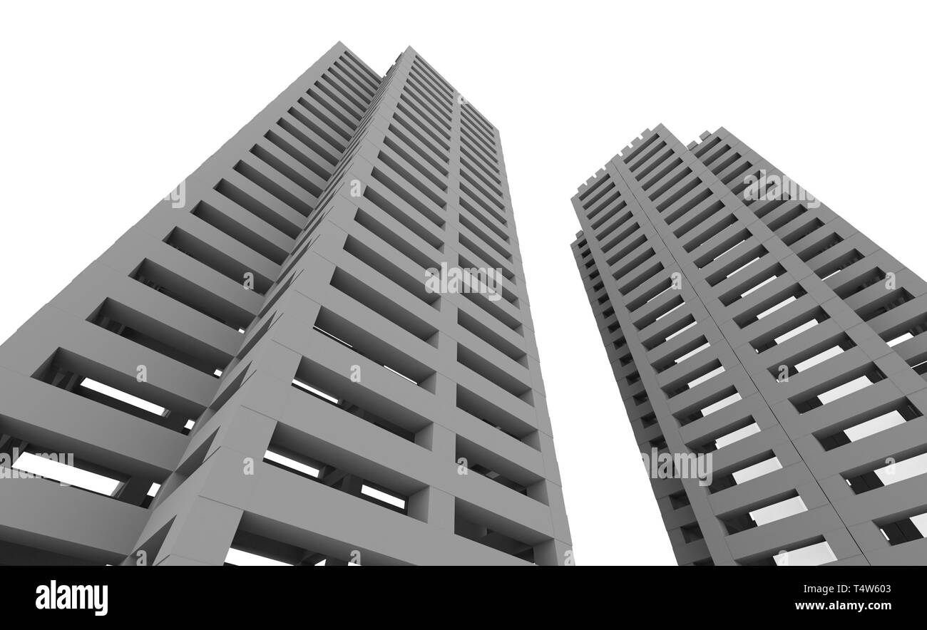 3D model of a multi-storey building from different parts Stock Photo ...