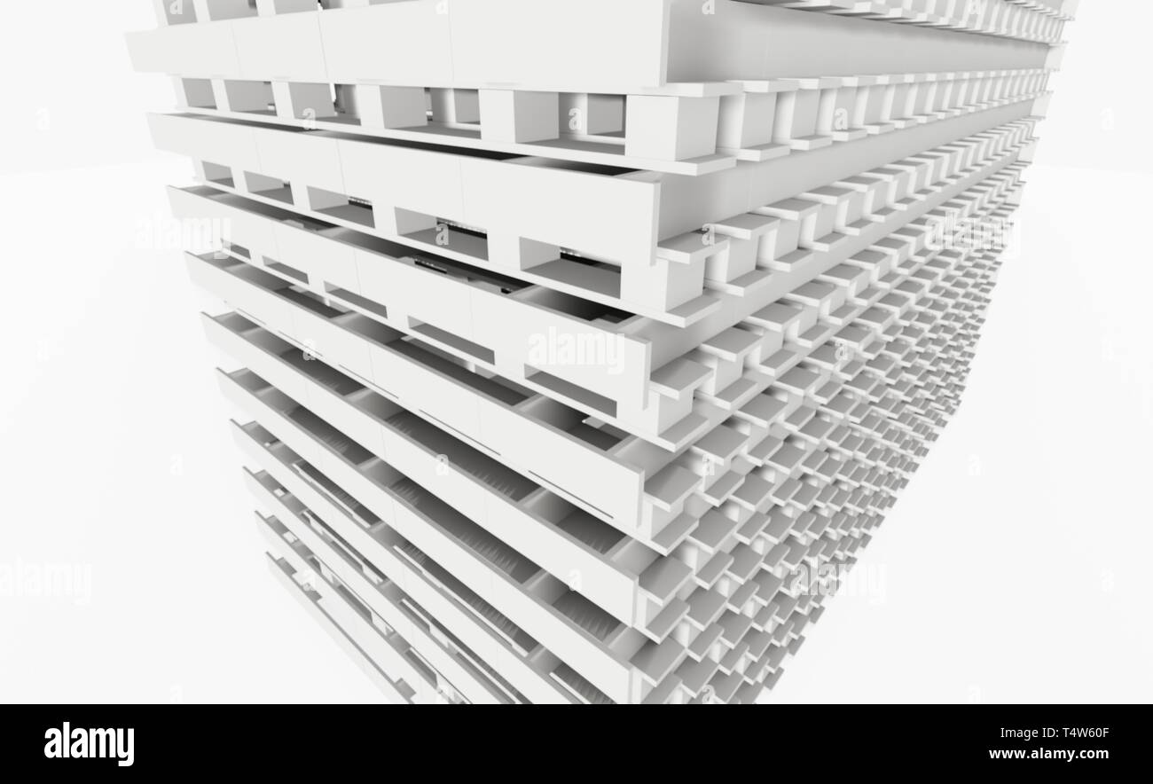 3D model of a multi-storey building from different parts Stock Photo ...