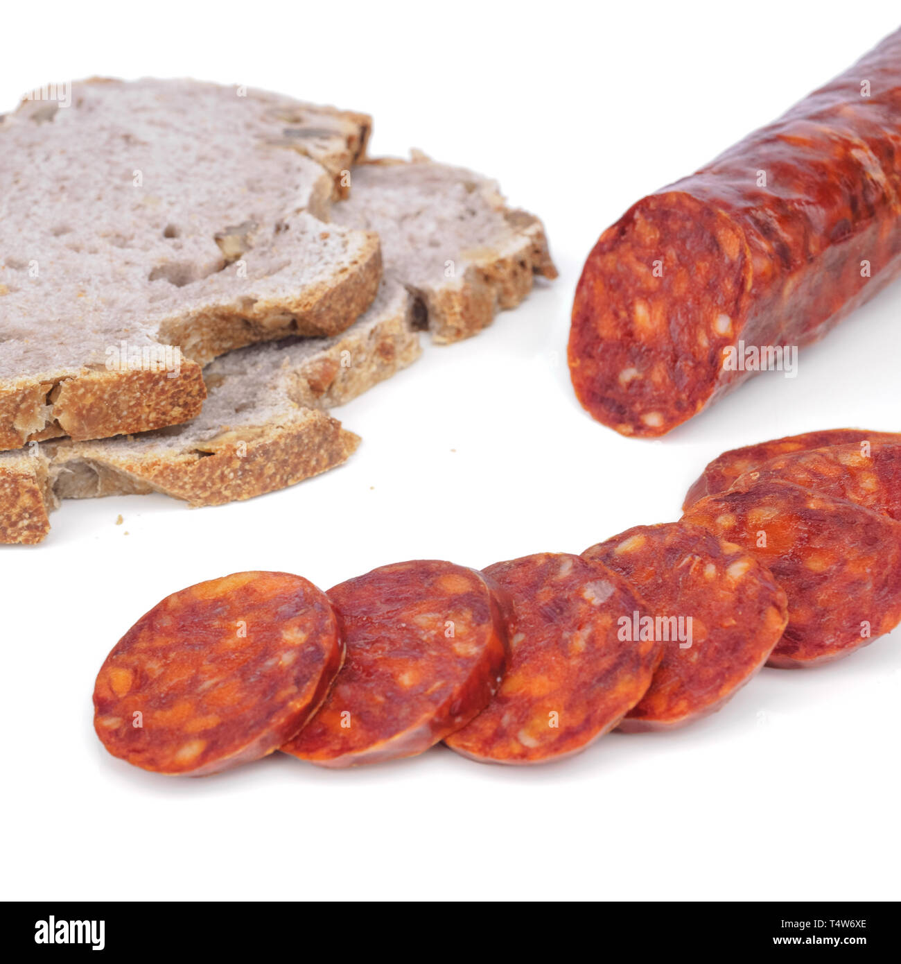 Iberian chorizo, Spanish chorizo or Spanish sausage with its slices ...