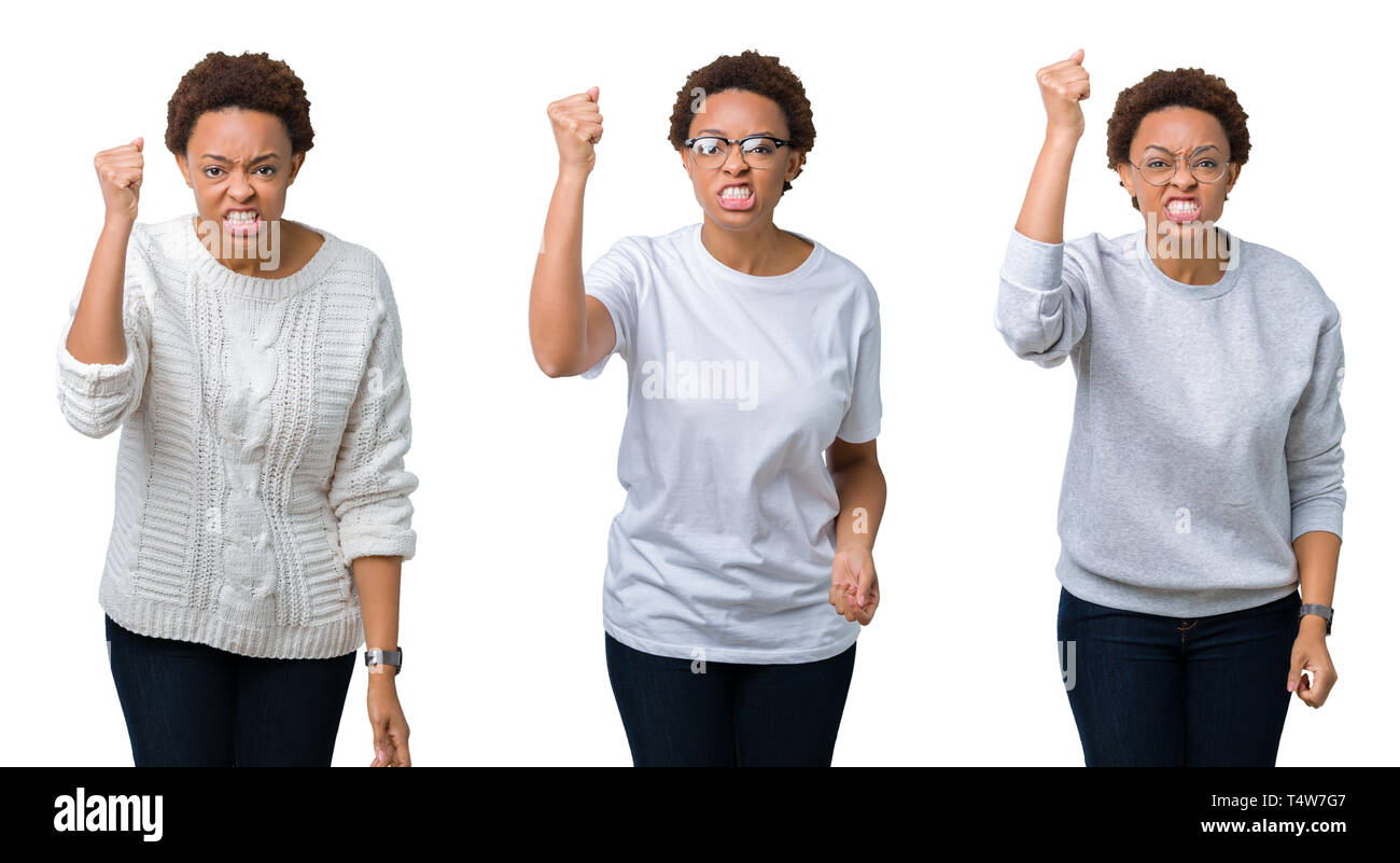 Young african american woman with afro hair over isolated background ...