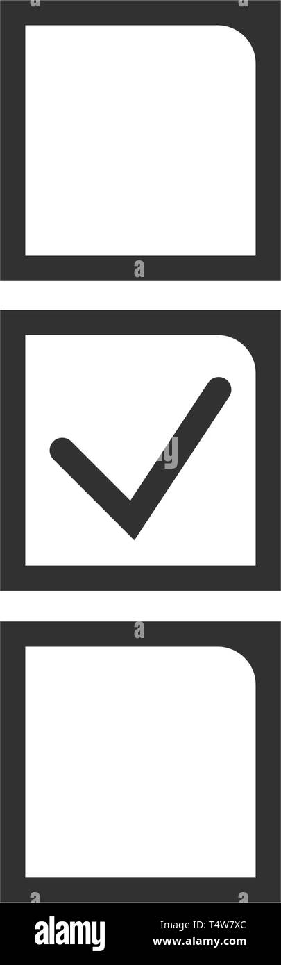 Illustration of check mark icon in square, vector illustration Stock ...