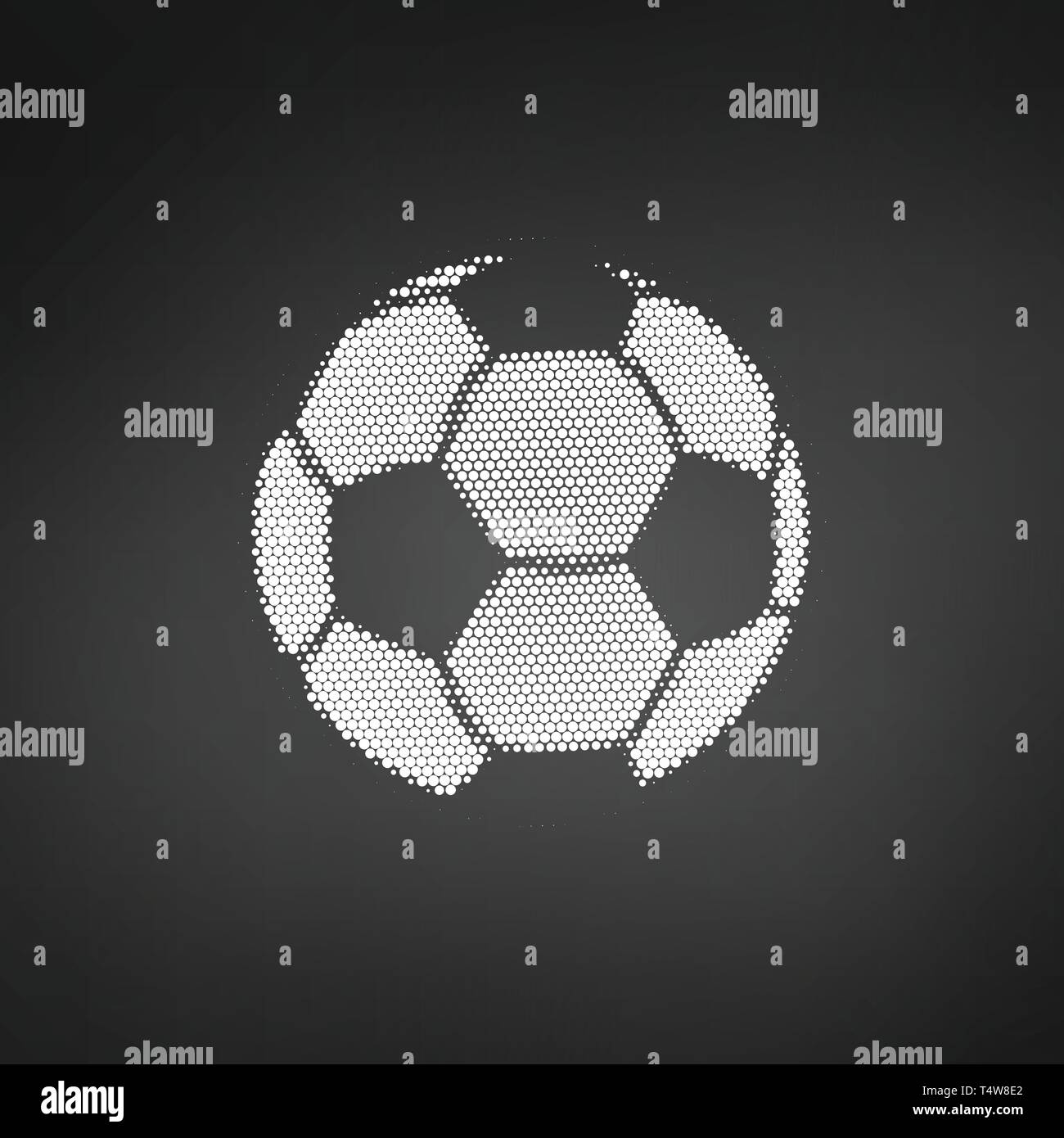 Blue Halftone Football with dots. Flying soccer ball. Vector ...