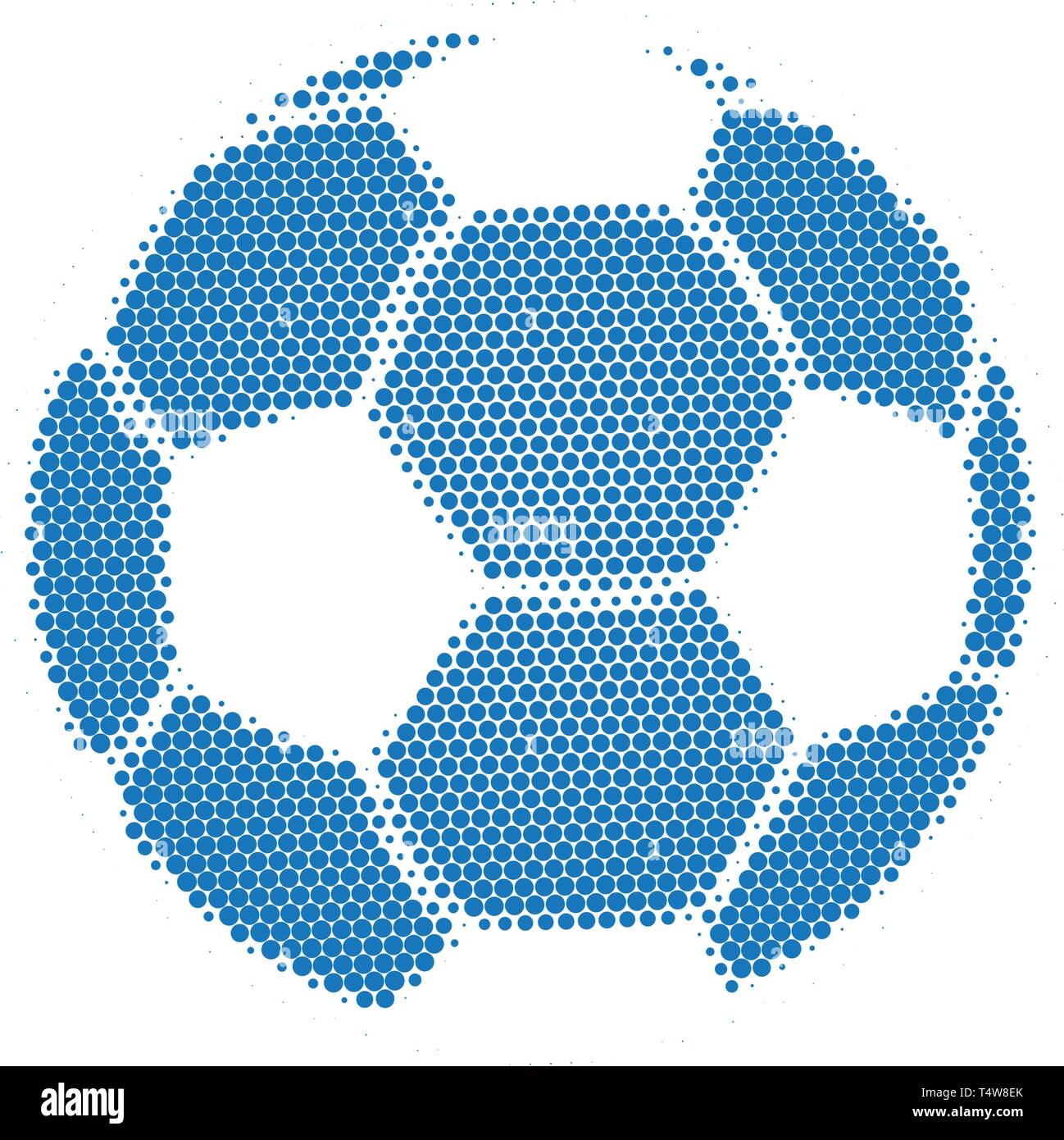 Blue Halftone Football with dots. Flying soccer ball. Vector ...