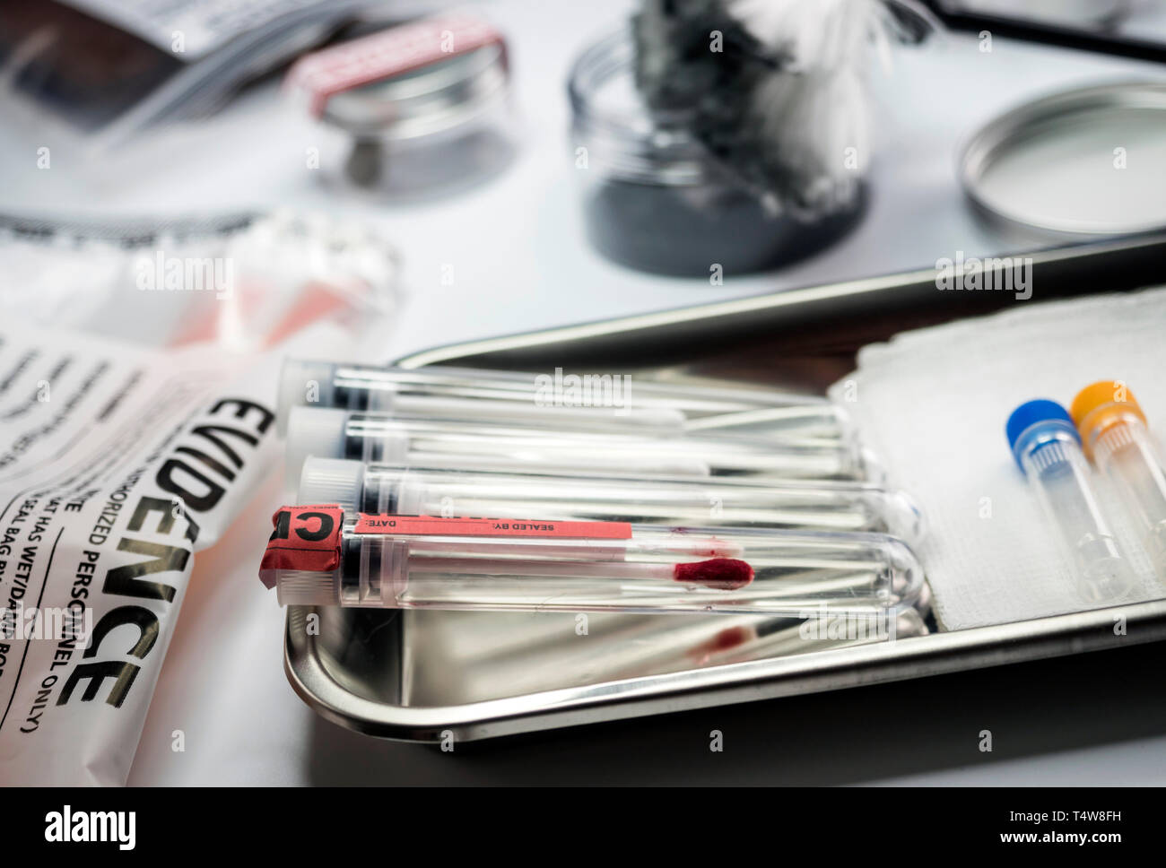 Detail of DNA sampling tubes in Laboratorio forensic equipment ...