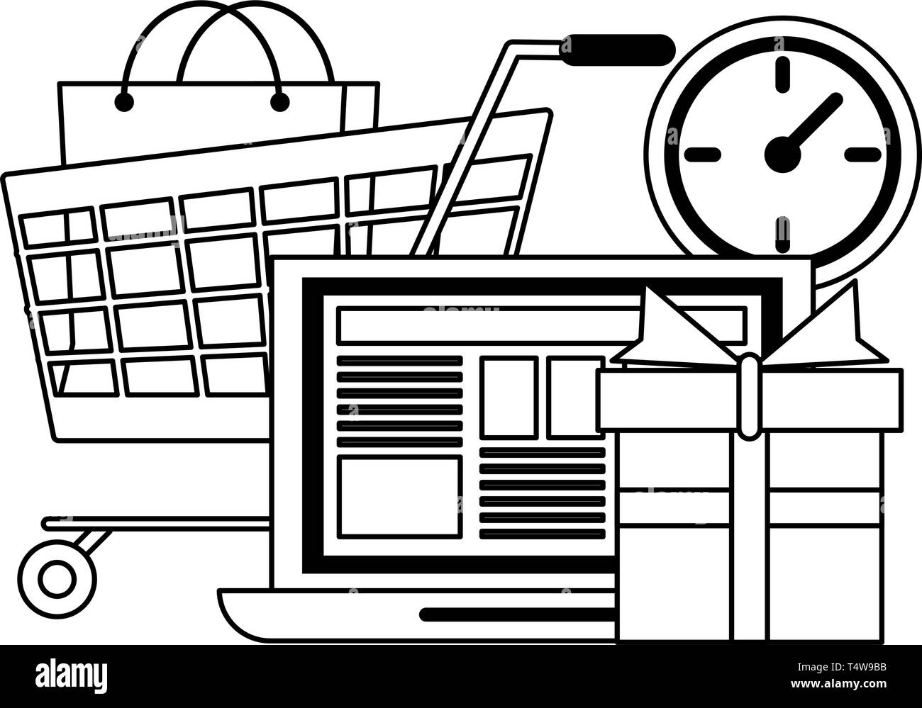 Online shopping and payment in black and white Stock Vector Image & Art ...