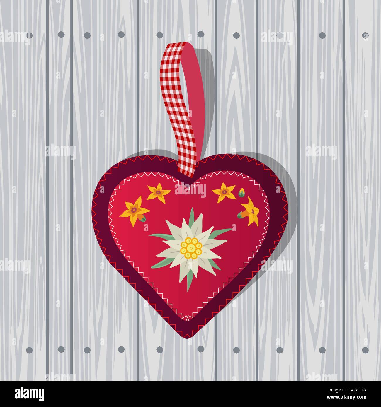 Red wooden heart in Stock Vector Images - Alamy