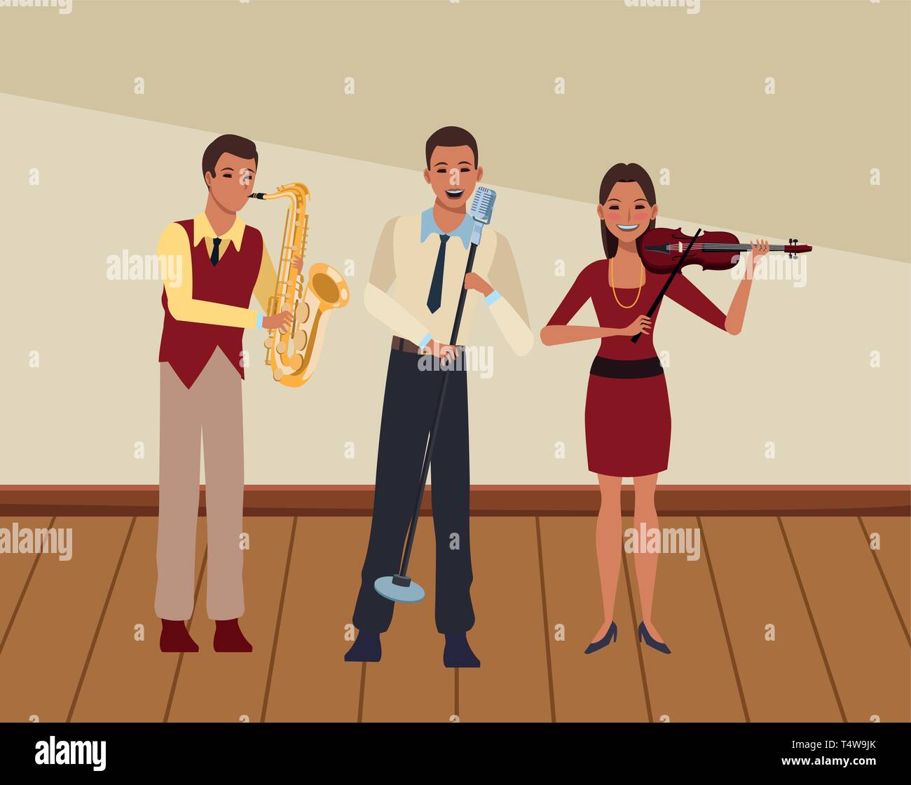 musician playing saxophone violin and singing Stock Vector Image & Art ...