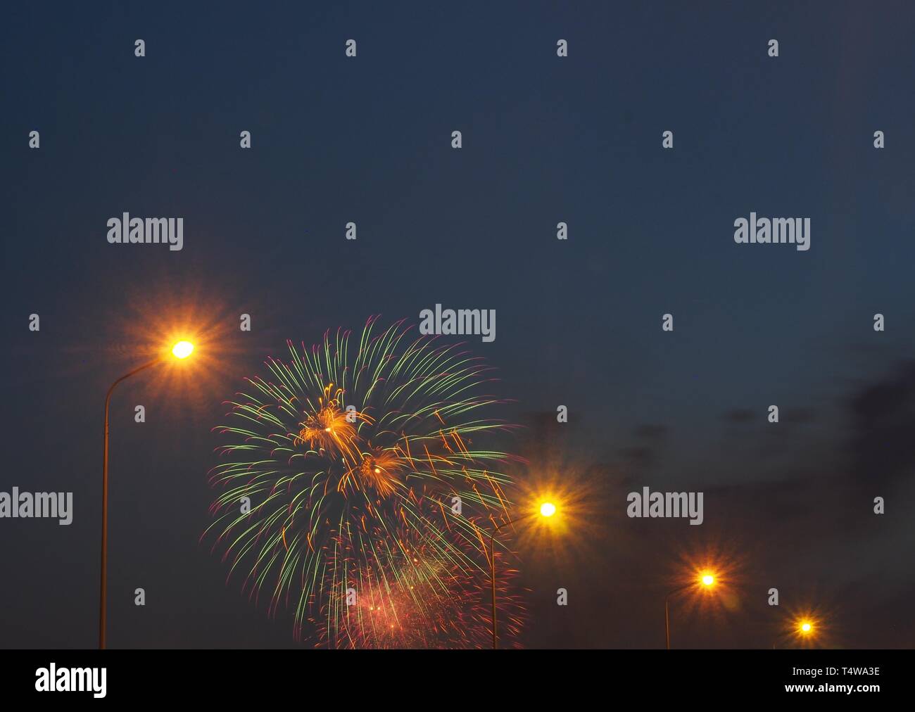 Colorful flashes of fireworks in the night sky. Fireworks. Holiday ...