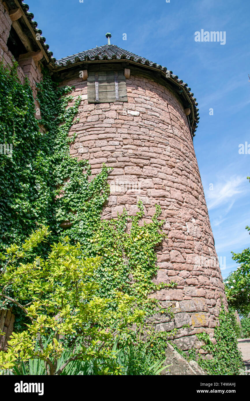 France, Haupt Koenegsbourg, June 2015:Upward view of shuttered window ...
