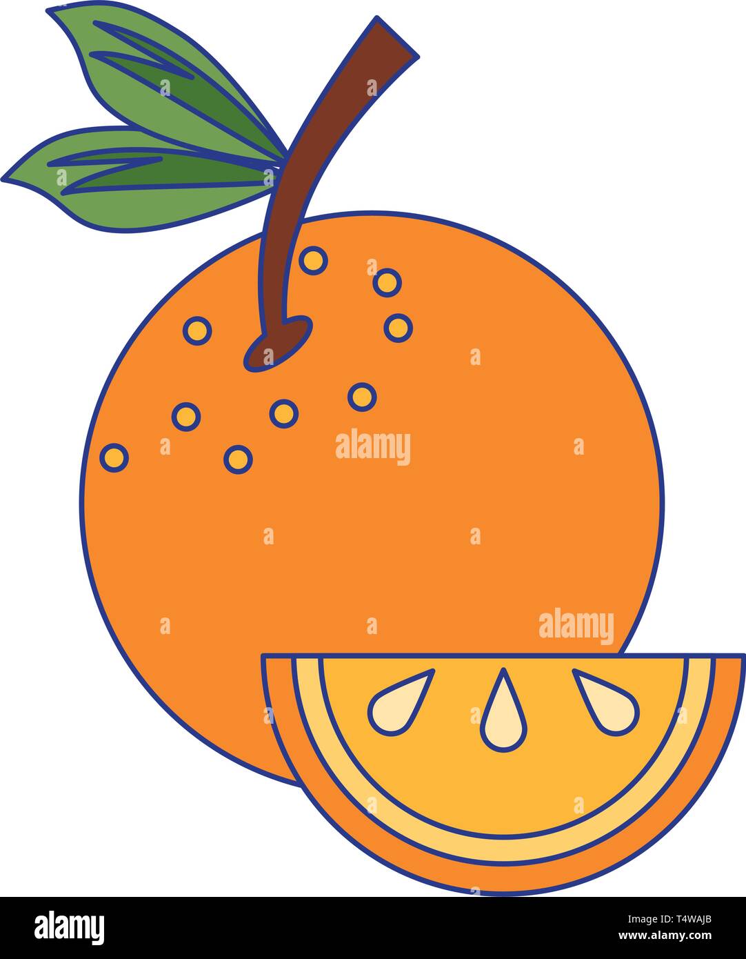 Orange citric fruit cartoon blue lines Stock Vector Image & Art - Alamy